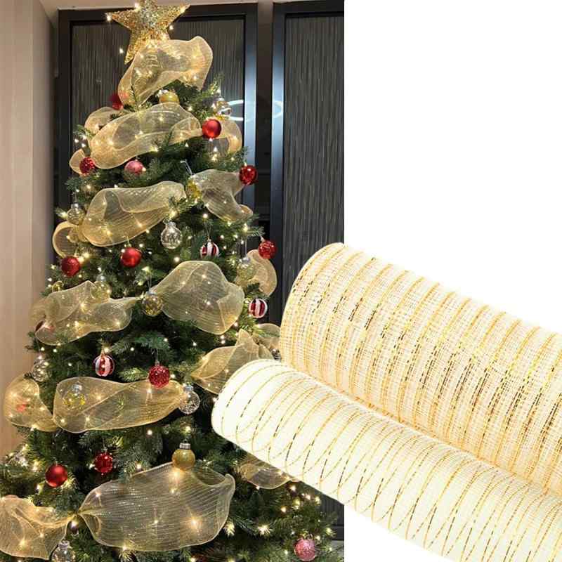 クリスマスツリー 飾り リボン クリスマス リボン オーナメント 屋外に適クリスマスツリー、してベッドルーム、アウトドア、結婚式、パーティ、庭対応、誕生日、 バーセット内容：入数：1巻き、幅広：26cm、長さ：9.14m、素材：プラスチック...