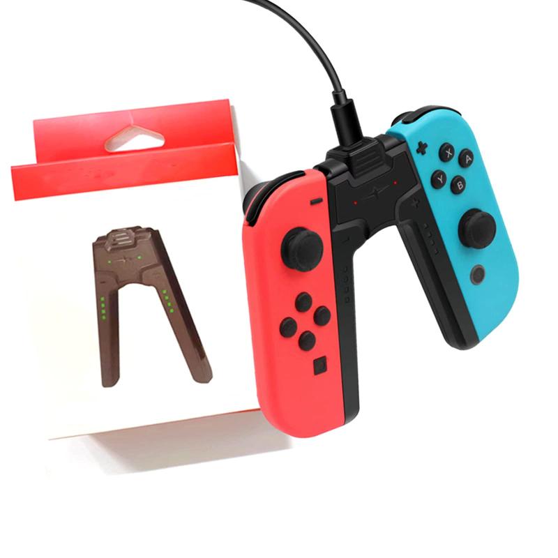 Joy-Con v-グリップ 充電式でゲーム体験が向上 Switch Joy-Con 充電式グリップ Switch対応 v-グリップ LED充電インジケーターでプレイ中に充電 超軽量 取り付け簡単 持ち運び簡単 白🎮...