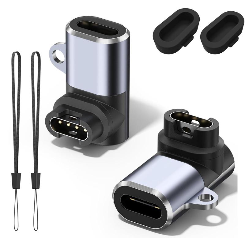 2+22個セット ガーミン用 変換アダプター L型 Type-C用+2個 防塵プラグ 充電ポート用 シリコン素材 ガーミン充電ケーブル Vivoactive6/5/4/3/Venu3/2/Forerunner970/570/965/Feni...