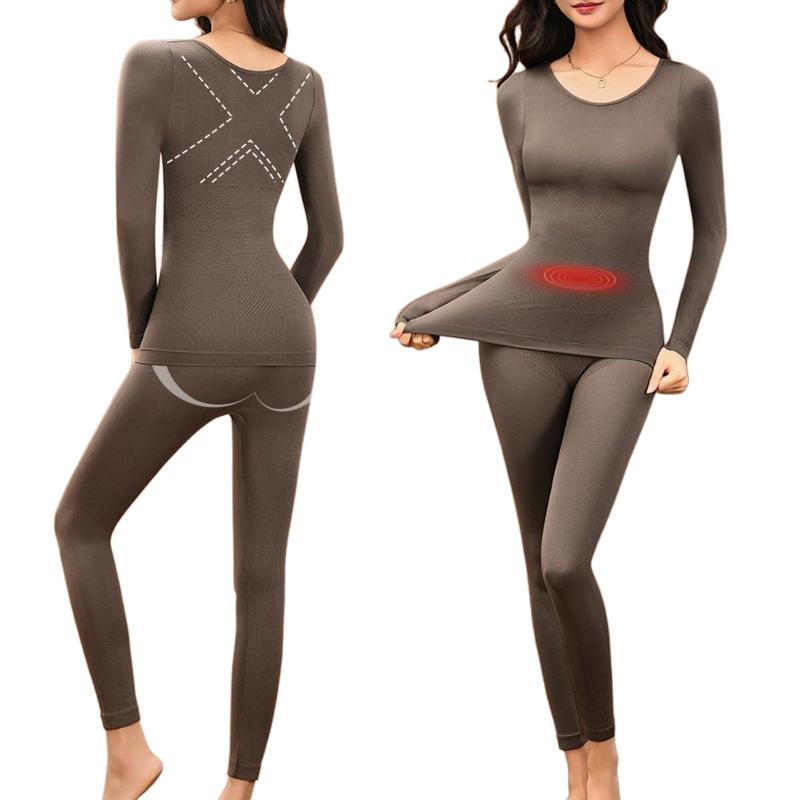 [] 軽いのにしっかり暖かい×シェイプアップ あったかインナー レディース 上下セット 薄手 長袖 シャツ ヒップアップ タイツ 引き締め 保温 発熱 防寒 インナー 冬用 伸縮性 抗菌