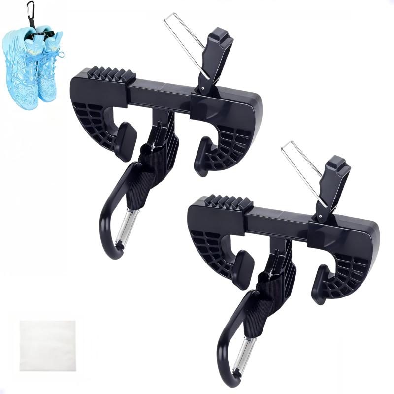 [] シューズクリップ カラビナ付きシューズクリップ ワンタッチで簡単に取り付け可能 サッカー/バスケットシューズ収納フック スポーツ アウトドア ギア シートクッション2個付きシューズクリップ