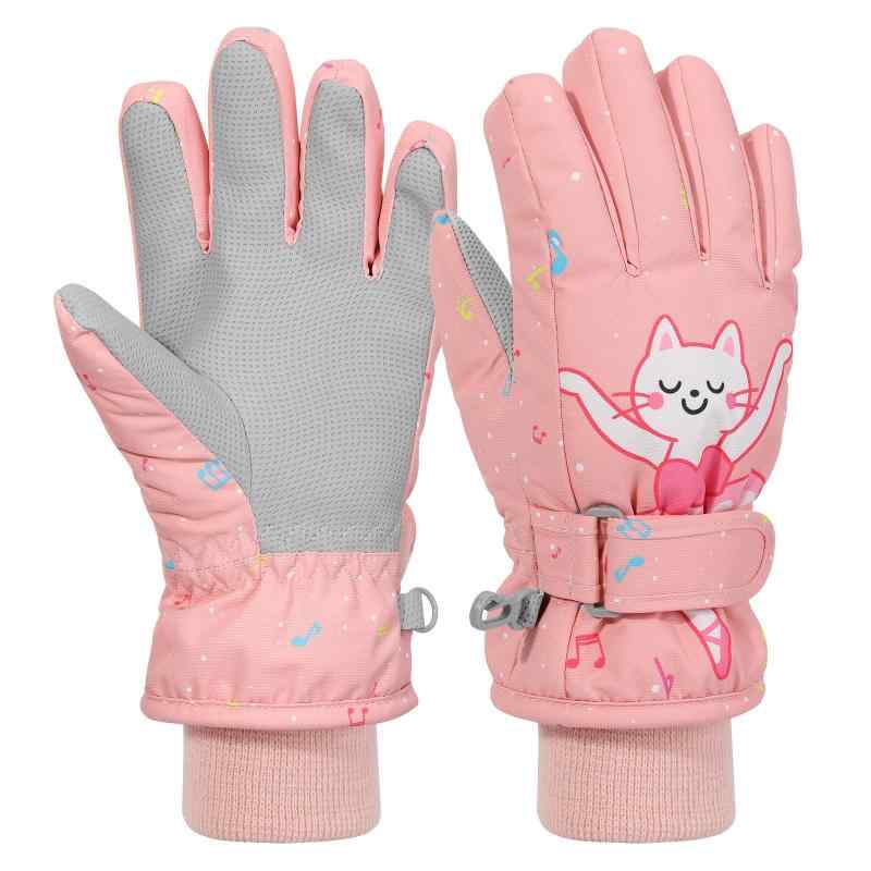 スキーグローブ キッズ 防水 スノーグローブ 子供用 5本指タイプ スキー手袋 防水防寒 滑り止め 暖かい 雪遊び/雪かき/アウトドア/ウインタースポーツ/自転車/通学 Sサイズ:3-5歳/Mサイズ: