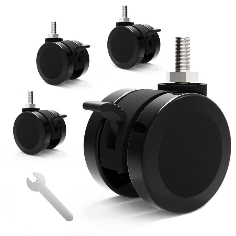 Mysit m8 キャスター ウレタン ストッパー付き 4個セット 車輪 デスク 交換 輪径 50mm 床傷防止 静音 ホイール 360kg 耐荷重 台車 キャビネット ソファ ワゴン用静音＆床を守る設計高品質PUホイールを採用し、フローリ...