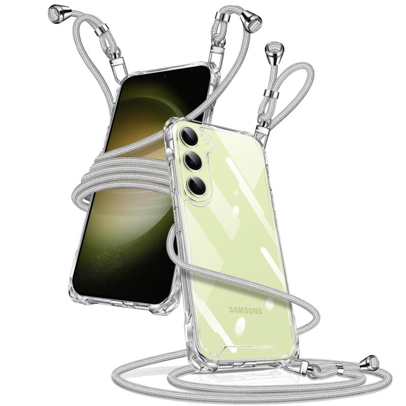 Muci 用の Galaxy S24 5G ケース クリア ギャラクシーS24 スマホケース SC-51E SCG25 カバー 肩掛け 斜めかけ 縄掛けケース 透明 薄型 軽量 TPU+PC 携帯ケース 紐付き 長さ調整可能 取り外し可能 ...