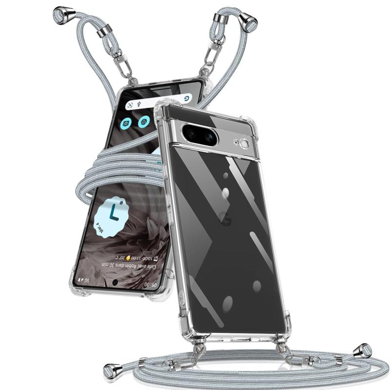 Muci 用の Google Pixel 8a ケース クリア ショルダー ピクセル8a カバー 肩掛け 斜めかけ 縄掛けケース 透明 薄型 軽量 TPU 携帯ケース 紐付き 長さ調整可能 取り外し可能 落下防止 紛失防止多目的キャリー ＆...