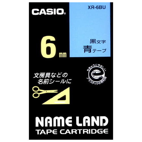 ●スタンダードテープ　●テープ幅／6mm　●長さ8m　●青に黒文字　●プラスチックの再利用57％k5156-9075