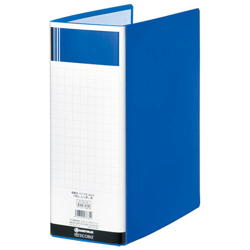 左右どちらからでも書類を入れることのできる両開きとじ具のパイプ式ファイルです。※インデックスは付いておりません。●規格：A4−S●収容数：1000枚●とじ厚：100mm●背幅：116mm●色：青●材質：表紙＝オレフィンペーパー貼●穴数：2穴...