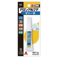 ●容量／4g　●成分／シアノアクリレート系　●ゼリー状だから、タレない、しみこまない　●特長／ゼリー状・タレない・用途広い・しみ込まない　●用途／多少のすき間や凹凸面・しみ込みやすい木材や陶器にも使える瞬間接着剤、電化製品・機械類の組立と補...