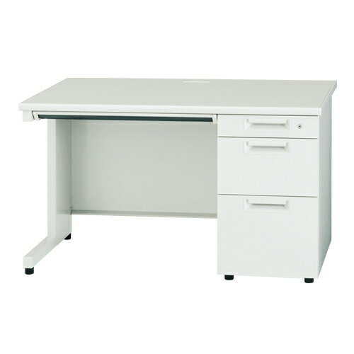 シャープなフラットデザインのお求めやすいスチールデスクシリーズ「JSデスク」ホワイト、片袖机W1200mm。天板中央の配線口でコードをすっきり収納、向かい合うデスクと相互の配線が可能です。天板下にPC盗難防止用のワイヤーロック穴付き。センタ...