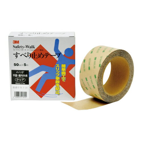 ●サイズ／幅50mm×5m巻　●材質／表面：鉱物粒子、裏面：プラスチック　●厚み／0．6mm　●耐久性の目安／1〜2年（通路・階段1000〜3000人／日）　●色／透明　●ペタッと貼ればもう安全。水や油に負けないすべり止め効果。k6272-...