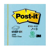 ●通常粘着タイプのポスト・イット（R）ノートです　●文字が読みやすいパステルカラー　●サイズ／75×75mm　●100枚　●ブルー　●古紙パルプ配合率100％k5229-4747