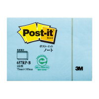 ●通常粘着タイプのポスト・イット（R）ノートです　●文字が読みやすいパステルカラー　●サイズ／75×100mm　●100枚　●ブルー　●古紙パルプ配合率100％k5229-4860