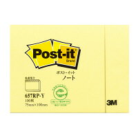 ●通常粘着タイプのポスト・イット（R）ノートです　●文字が読みやすいパステルカラー　●サイズ／75×100mm　●100枚　●イエロー　●古紙パルプ配合率100％k5229-4891
