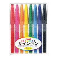 ●世界中で愛されているベストセラー！●なめらかなタッチのアクリル繊維ペン先。●インク成分/水性染料●8色セット（インク色）／赤・桃・橙・黄・緑・空・青・黒●線幅／0．8mm●材質／ペン先：アクリル●使い切りタイプ●軸・キャップは再生PP（黒...