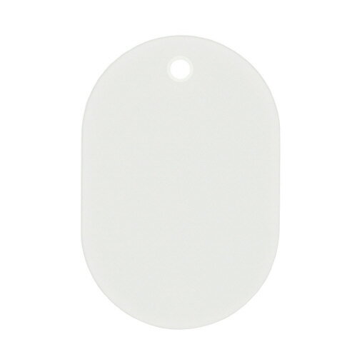●定番の小判型番号札　●仕様／無地　●色／白　●外寸法／W31×D46×H2．5mm　●穴径／4mm　●材質／再生樹脂　●樹脂ケース入りなので保管も便利　●入り数／1ケース（25枚）k6538-4398
