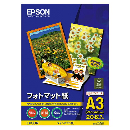 ●0．23mmのしっかりとした厚みのあるマットタイプです。　●紙厚：167g／平米・0．23mm　●仕様：A3、20枚入　●片面印刷用紙　●白色度約97％（ISO）k5252-7524