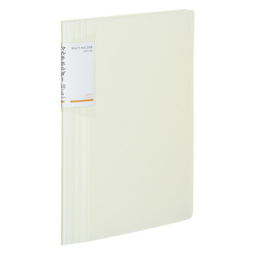 ●A6タテ　●サイズ/191×150×10〜34mm　　●色/白　●PP表紙　●ポケット・背ポケット/PP　●ポケット/カードポケット：60（台紙枚数10枚）、ホルダーポケット：3、チャックポケット：1　●替背紙式　●表紙/再生PP　※背幅...