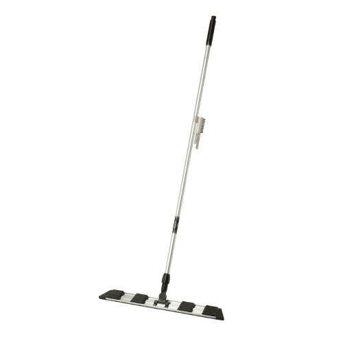 ●フロアの隅もキレイに拭ける両端斜めカット形状のモップ　●全長／約1506mm　●ヘッド幅／600mm　●質量／約720g　●材質／頭：アルミ、柄：アルミパイプ、ジョイント：ナイロン、ホルダー：EMMA樹脂、スポンジ：発泡PE、グリップ：P...