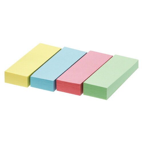 ●メモや見出しに使えるサイズ　●サイズ／75×25mm（付箋タイプ）　●100枚×20冊　●4色混色（青・緑・ピンク・黄×各5冊）　●大量用途向けのお徳用タイプk5115-3472