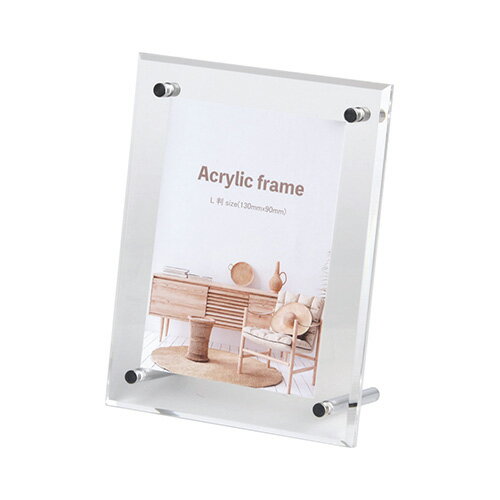●規格：L判●外寸：縦170×横130mm●収容寸法：縦130×横90mm●アクリル厚：表5mm，裏3mm●重量：300g●材質：アクリル●吊り下げパーツ，スタンドバー付o44506