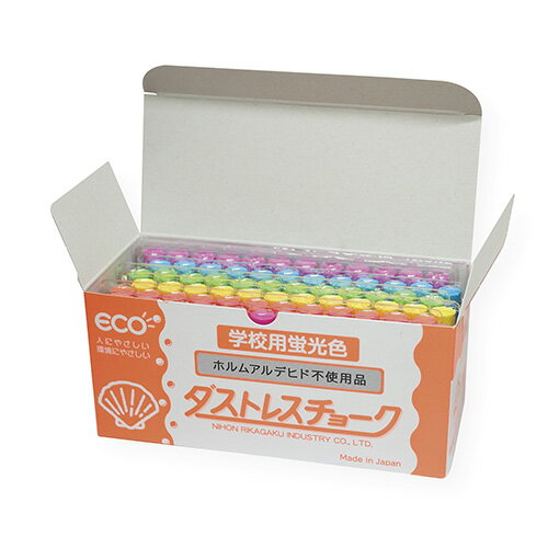 ●入数：72本 ●本体サイズ：径11．2×長63．5mm●ホタテ貝殻を利用したエコロジー商品 ●材質：炭酸カルシウム　本体色(軸色)：赤，黄，橙，青，緑，紫各12本　/　規格(サイズ・容量)：学校用蛍光チョークo67245