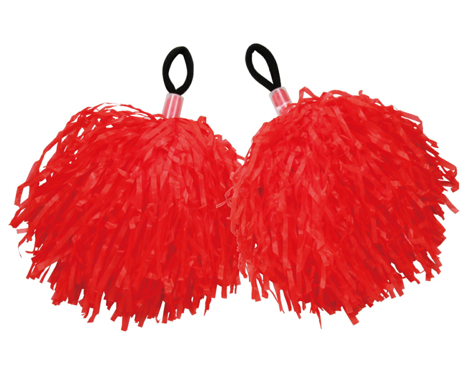 光が反射してキラキラ光る！●ソフトゴム付●安全キャップ付 ダブルの工夫で痛くない！取手45mm、房約225mm全16色ハンドフリーポンポンなら手のひらが使える！取手：ゴム　房：PVC10枚PP袋入65×270×40mm