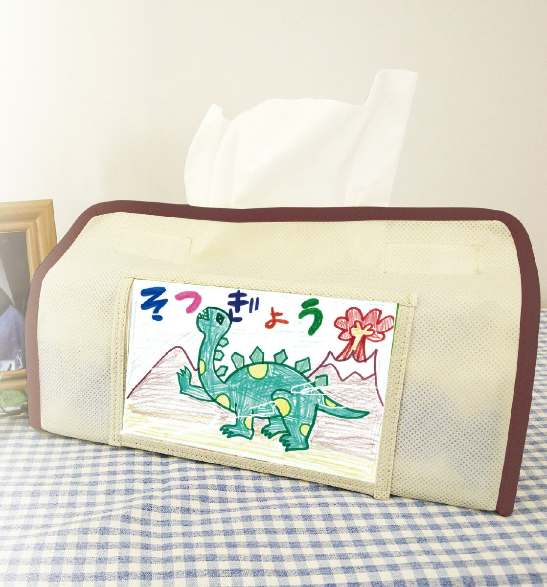 265×約130×マチ120mmティッシュカバー×1、カード×1作画サイズ：135×90mm薄型ティッシュボックスにも対応できます！不織布PP袋入