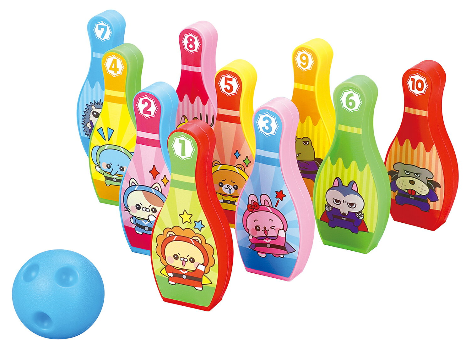 ピン10本とボール1個のセット商品サイズ／ピン:140×55×23mm、ボール:φ73mm1個重量／195g材質／PEセット内容／ボール、ピン×101個梱包形態／袋入り