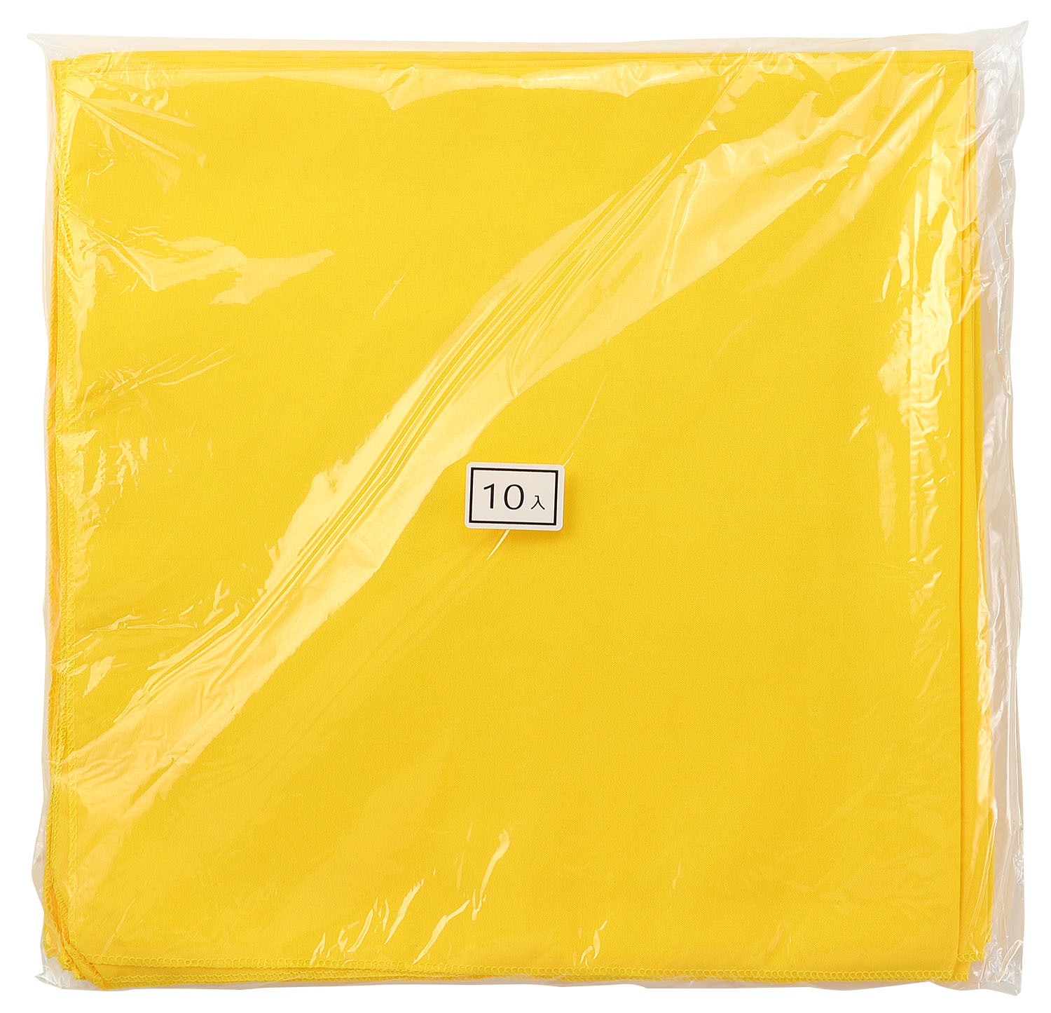 10枚入りお得セット商品サイズ／約550×550mm1個重量／251.5g材質／ポリエステルセット内容／バンダナ無地 黄×101個梱包形態／袋入り※実際の商品は、写真の色と若干異なる場合がございます。予めご了承ください。