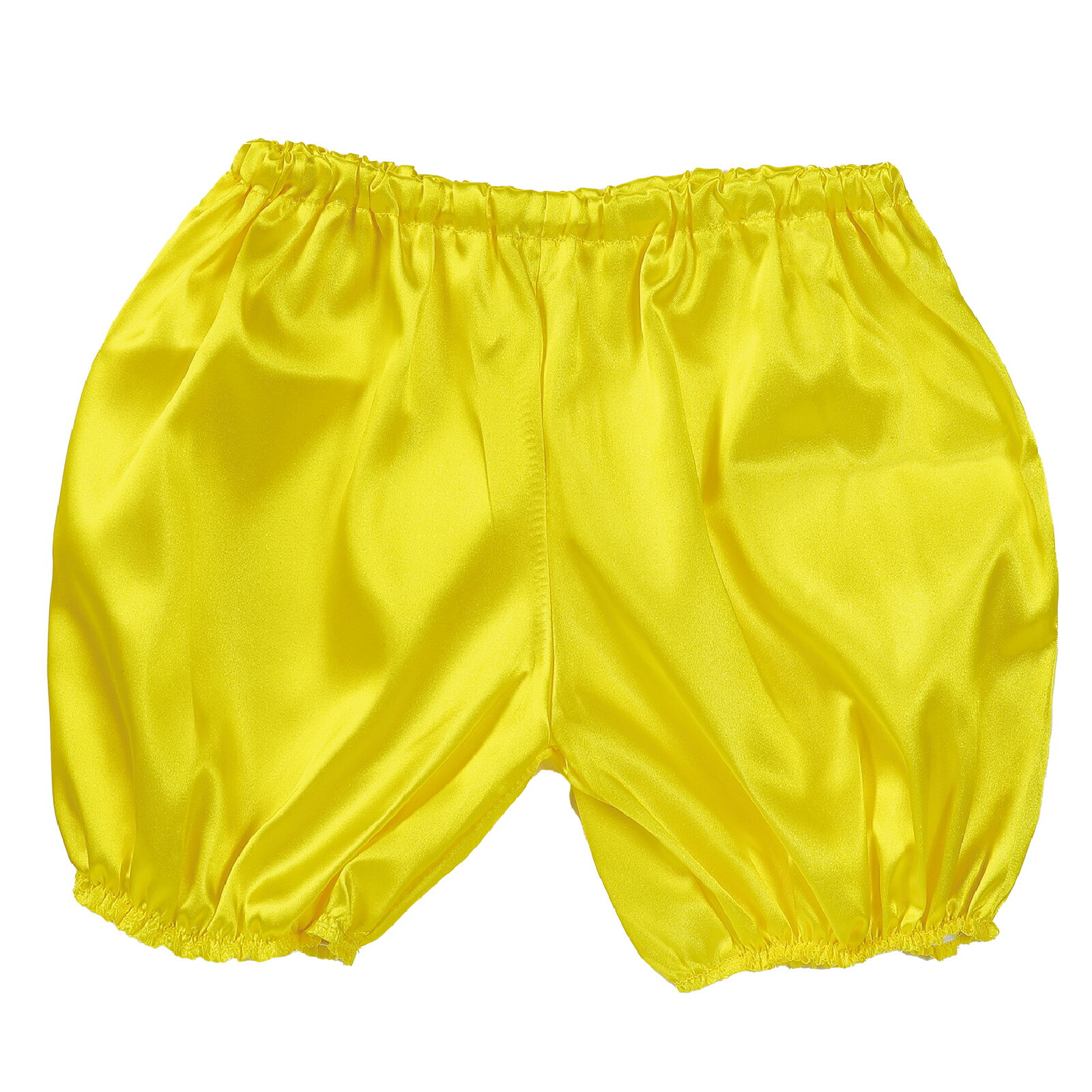 ふくらみがかわいい、かぼちゃパンツです。ウエストも裾もゴム仕様なので、はきやすい！カラフルなベースなので、バリエーション豊富な衣装作りができます！演技やダンスなどの衣装に！サテン生地で、肌触りが良く、光沢のある素材です。商品サイズ／総丈：3...