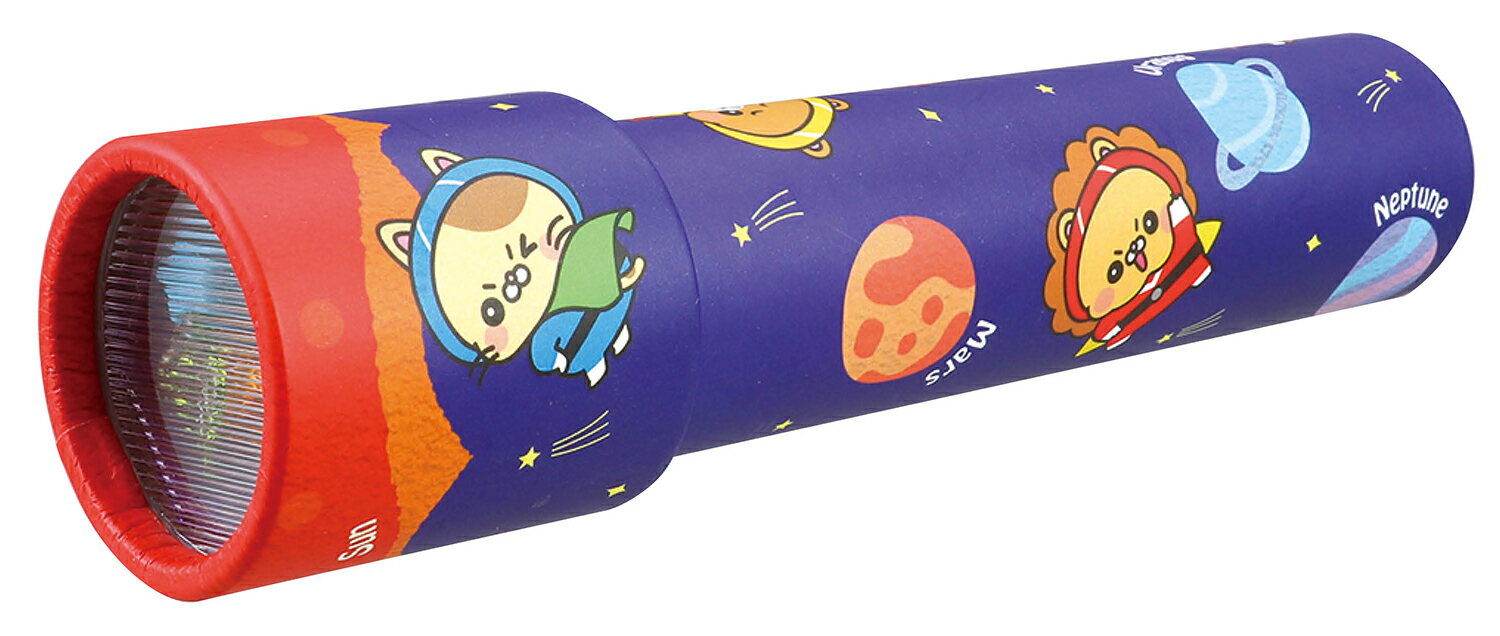 宇宙をモチーフにデザインした万華鏡商品サイズ／Φ45×190mm1個重量／55g材質／紙、PSセット内容／本体×11個梱包形態／袋入