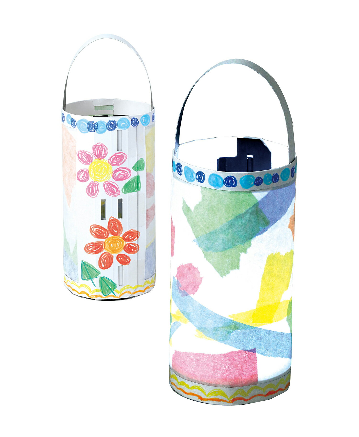 自分だけのランタンが作れる。商品サイズ／400×15×275mm1個重量／93g材質／紙、和紙セット内容／白黒リバーシブル台紙（型抜き加工済）（195×274mm）×1、おはながみ 5色組（248×192mm）×1、彩色和紙 8切（271×...