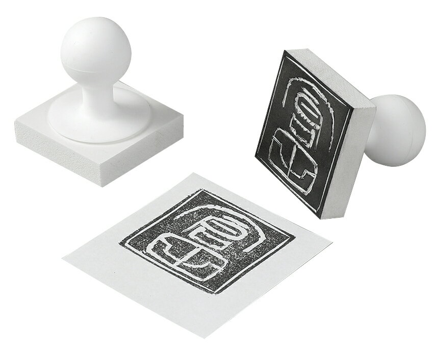 彫りやすい白彫板で印鑑づくり商品サイズ／印材：40×40×10mm、持ち手：30×30×50mm1個重量／20g材質／シリコン、石膏、樹脂セット内容／印材、持ち手、耐水ペーパー1個梱包形態／袋入