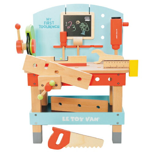 いろいろな工具やパーツを使ってはじめてのものづくり体験！●内容／作業台、工具類×21(板×2、ハンマー、スパナ、黒板、のこぎり、丸のこ、釘×3、道具袋、電動ドリル、水平器、定規、ドライバー、ボルト×3、ナット×3)●サイズ／40×27×51...