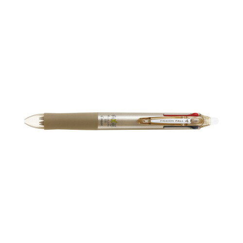 ●こすると消えるフリクション4色ボールペン！●ボール径／0.5mm　●軸色／シャンパンゴールド　●インク色／黒・赤・青・緑　●ラバーグリップ付き　●フリクションインキ　●スライドレバー式　※証書類・宛名など消えてはいけないものには使用しない...