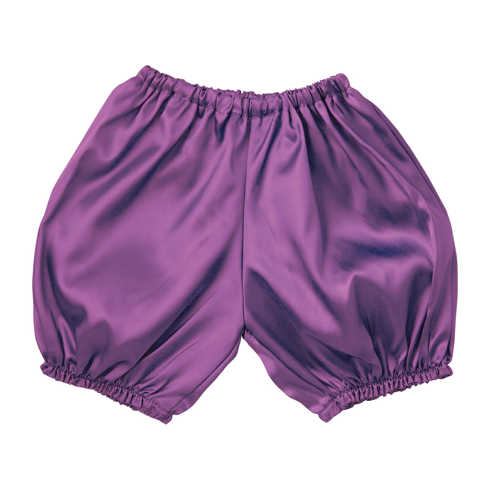 ふくらみがかわいい、かぼちゃパンツです。ウエストも裾もゴム仕様なので、はきやすい！カラフルなベースなので、バリエーション豊富な衣装作りができます！演技やダンスなどの衣装に！サテン生地で、肌触りが良く、光沢のある素材です。商品サイズ／総丈：約...