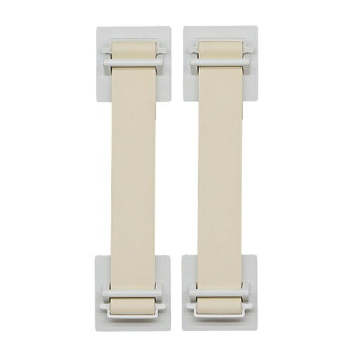 ●寸法：幅52×長210mm●厚：20mm●対象物重量：300kg以下（2本使用時）●耐震度：6強●製品寿命：5年●材質：フック＝ABSアロイ樹脂，ゴムベルト＝NBR＋PVCゴム，アクリル系接着剤o10187
