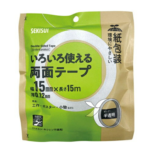 ●寸法：幅15mm×長15m●テープ厚：0．12mm●用途：工作，ポスター用●材質：基材＝不織布，粘着剤＝アクリル系o10353
