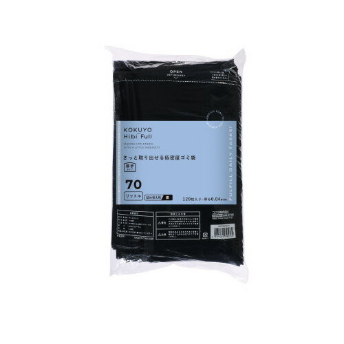 ●種別／詰め替えタイプ●仕様／厚手●厚さ／0．05mm●容量／70L●袋寸法／ヨコ800×タテ900mm●パッケージ寸法／ヨコ460×タテ310×高さ90mm●材質／低密度ポリエチレン●カラー／黒●M品番／KHF−GLR252Dk2052-...