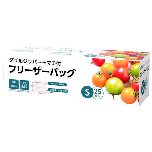 かさのある食材も入れやすいマチ付タイプ。●入数：25枚●外形寸法（縦）[mm]：127●外形寸法（横）[mm]：177●外形寸法（厚）[mm]：0.06●サイズ：S●耐熱温度[℃]：80●耐冷温度[℃]：-30●食品衛生法適合：適合●規格：...