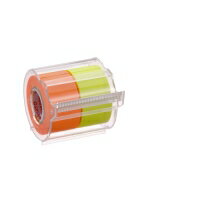 全面粘着剤付だからマーキングに、インデックスにと用途いろいろ。好きな長さにカットできます。・ロールタイプふせん・紙タイプ・テープ寸法：幅25mm×長10m・仕様：カッター付（テープ2巻入）・色：オレンジ・レモン