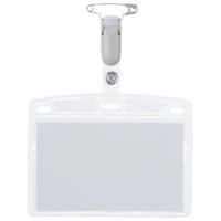 表面特殊加工で名札表面に傷などが付きにくいタッグ名札です。・種別：名刺型ヨコ・外形寸法：縦79×横103mm・中紙：縦55×横90mm・材質：名札ケース＝オレフィン系樹脂、クリップ＝POM樹脂・ABS樹脂・1パック入数：10枚