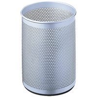 ペン先を守るウレタンパッド付き。・机上整理用品・ペンスタンド・色：シルバーメタリック・外形寸法：径83×高106mm・材質：スチール粉体焼付塗装・質量：85g・