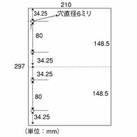納品書・請求書などが同時に印刷可能。・規格：4穴・入数：500枚×5冊・材質：上質紙・ミシン目切り離し後のサイズ：縦148．5×横210mm・印刷：両面・色：白・坪量：64g／