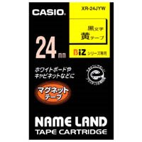 ホワイトボードにぴったりくっつくマグネットテープ。・テープ幅：24mm・テープ色：黄に黒文字・長さ：1．5m・入数：1個（紙箱入）※特殊テープのためマグネットテープ用のハサミ（別売）または市販のハサミを使ってカットしてください。マグネットテ...