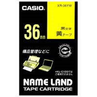 多彩な用途に使える「ネームランド」のテープカートリッジ。ファイルや分別廃棄にスタンダードテープ。・ラベルライター（カシオ計算機）・「ネームランド」用テープカートリッジ・箱入・テープ幅：36mm・色：黄に黒文字・長さ：8m・入数：1個（紙箱入）