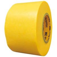 曲線部に沿ってきれいに貼ることができてはがした際にものり残りがほとんどありません。・養生用テープ・0．08mm厚・幅30mm×長18m・1パック入数：4巻・基材：紙（黄色平面紙）・仕様：塗装用、1パックシュリンク包装・