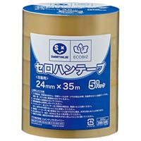 品質にこだわったスマートバリューのセロハンテープ！・透明テープ・大巻・1パック入数：5巻・サイズ：幅24mm×長35m・大巻（巻芯直径76mm）・シュリンク包装※カッター（ブリキ刃）はついていません・天然セルロースの性質上、色に多少の違いが...