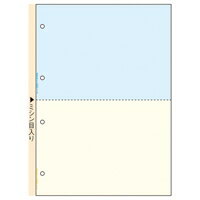 マルチプリンタ帳票。・規格：A4／2面4穴・色：2色・入数：100枚・坪量：70g／・紙厚：80μm・材質：上質紙・ミシン目切り離し後サイズ：210×148．5mm