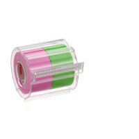 全面粘着剤付だからマーキングに、インデックスにと用途いろいろ。好きな長さにカットできます。・ロールタイプふせん・紙タイプ・テープ寸法：幅25mm×長10m・仕様：カッター付（テープ2巻入）・色：ローズ・ライム